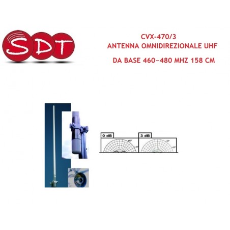 CVX-470/3 ANTENAS TAGRA ANTENNA OMNIDIREZIONALE UHF DA BASE 460~480 MHZ ...